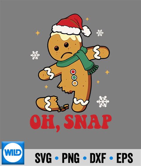 Christmas Svg Oh Snap Gingerbread Man Retro Merry Christmas Xmas Girl