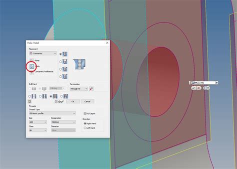 i am trying to create threaded concentric hole autodesk community