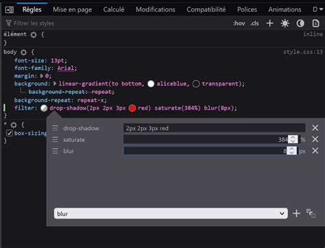 edit css filters