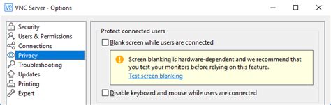 can i blank the screen of a remote computer while i m connected to it