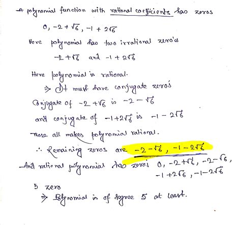 [solved] a polynomial function with rational coefficients has the
