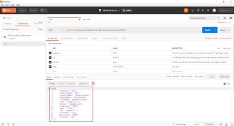 using postman to call ip2proxy proxy detection api