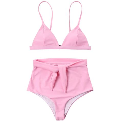 Buy High Waist Bikinis Set 2019 New Women Pink