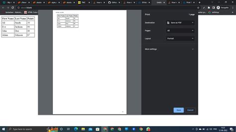 how to print the only the tbody of table html using javascript stack
