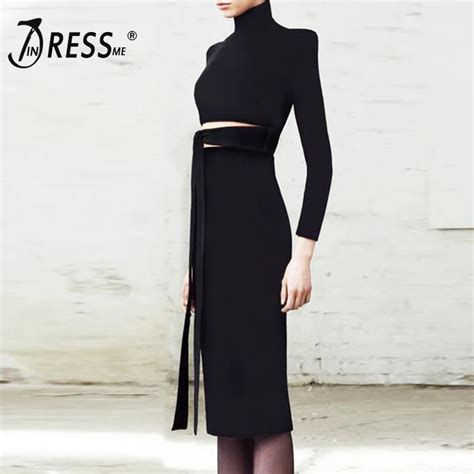 Indrsesme Women Bandage Dress Lace Up Stand Neck Hollow Out Mesh Sexy