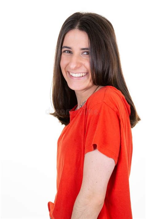 Cheerful Model Laughing Pretty Young Woman Brunette Girl In Good Mood
