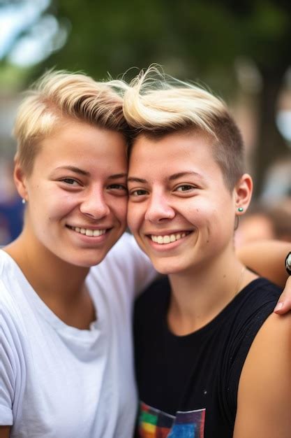 Premium Ai Image Portrait Of A Happy Lesbian Couple At An Event