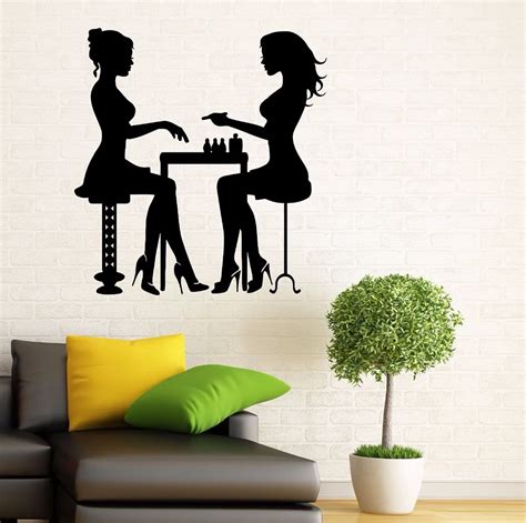 Nail Salon Vinyl Wall Decal Beauty Salon Sexy Girl Lady Manicure Mural