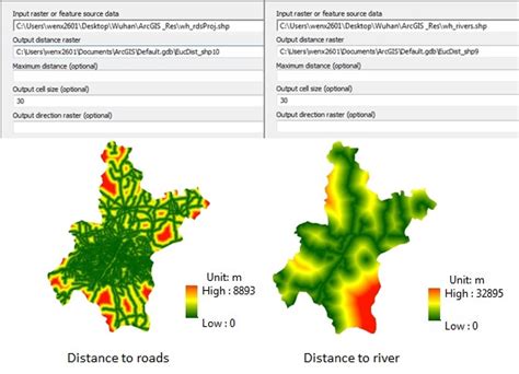 arcgis desktop measuring distance to roads using raster data in