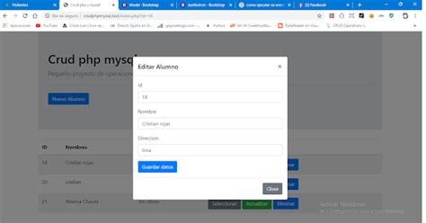 como hacer un crud en php y mysql y bootstrap 4 leer