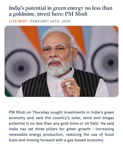 Pmo India On Twitter Indias Potential In Green Energy No Less Than A