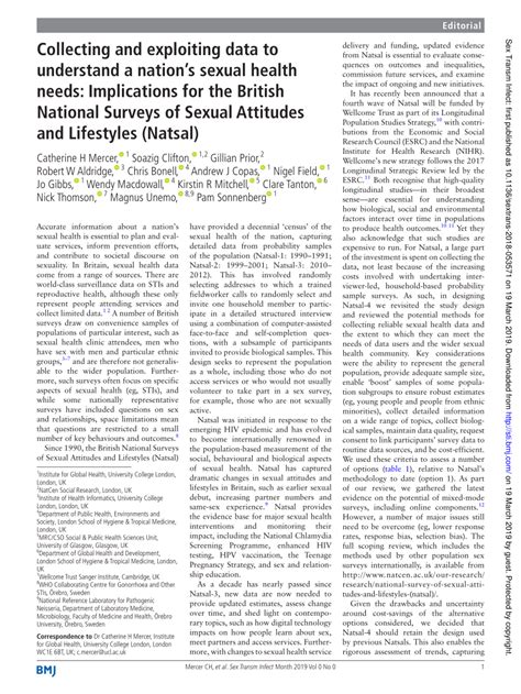 Pdf Collecting And Exploiting Data To Understand A Nations Sexual