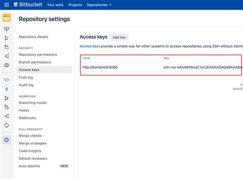 where ssh keys are stored in bitbucket server when a new repository is