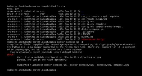error running docker compose up d on ubuntu server 22 04 01 cms