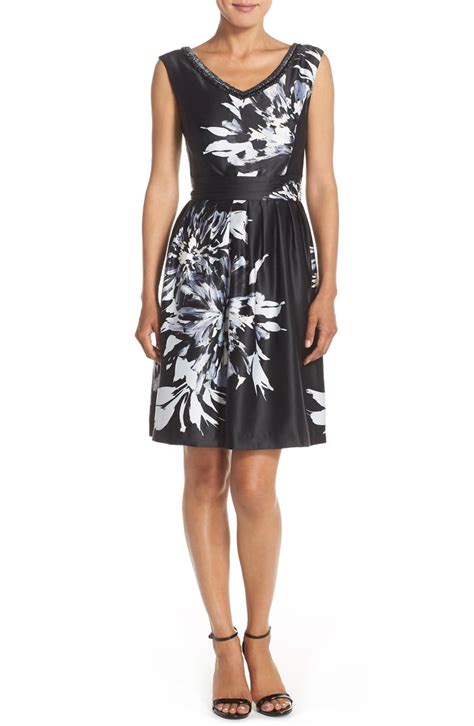 Ellen Tracy Embellished Satin Fit And Flare Dress Nordstrom