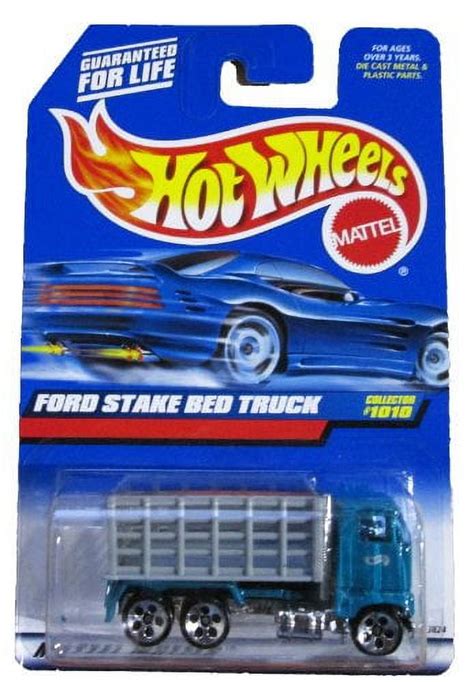 Mattel Hot Wheels 1999 1 64 Scale Gray And Green Ford Stake Bed Truck Die