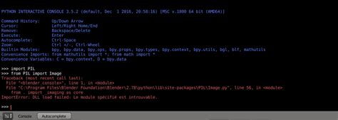 blender 2 78 python 3 5 2 and pil pillow