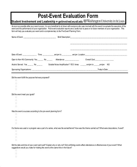 Free 14 Sample Event Evaluation Forms In Pdf Ms Word Excel