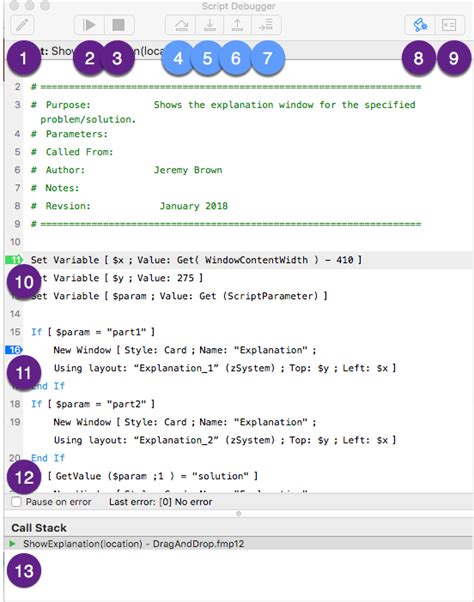 using the filemaker script debugger geist interactive