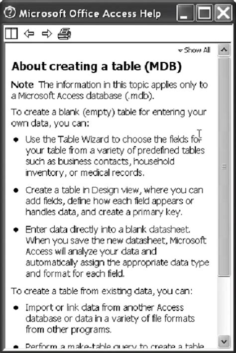 getting help ms access