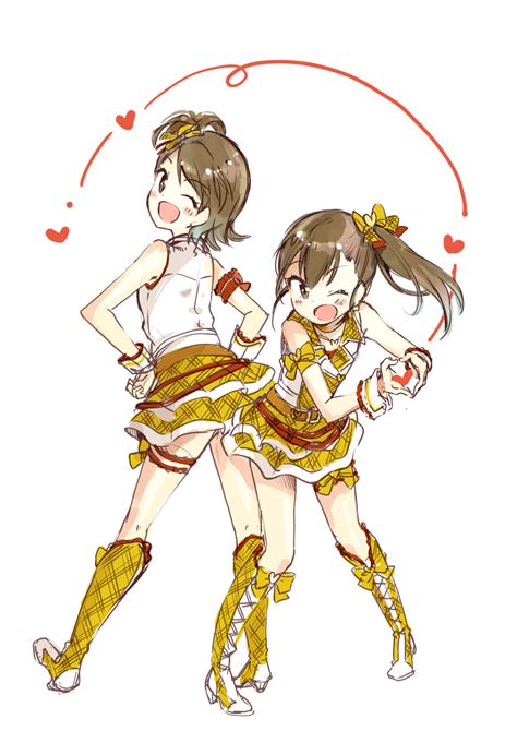 Safebooru Brown Hair Costume Futami Ami Futami Mami Heart Idolmaster