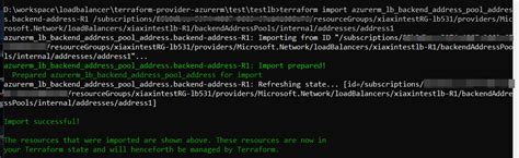 terraform import azurerm lb backend address pool address command does