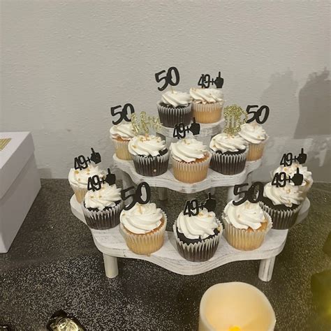 49 1 Cupcake Toppers Funny 50th Birthday Food Picks Middle Finger