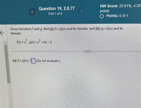 Solved Given Functions F And G Find A F∘g X And Its