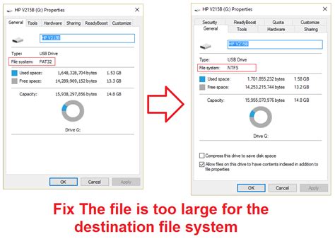 fix the file is too large for the destination file system troubleshooter