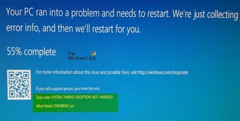 system thread exception not handled cmusbdac sys