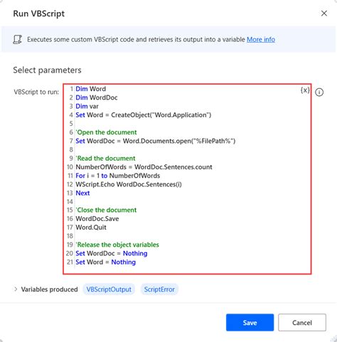 使用 vbscript 从 word 文档中提取文本 power automate microsoft learn