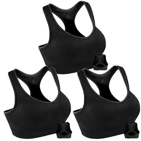 3 Pack Women Racerback Sports Bras High Impact Workout Yoga Gym