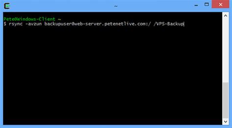 backing up a remote linux machine with windows using rsync and cygwin