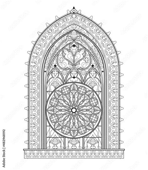 Beautiful Gothic Stained Glass Window From French Church With Rose