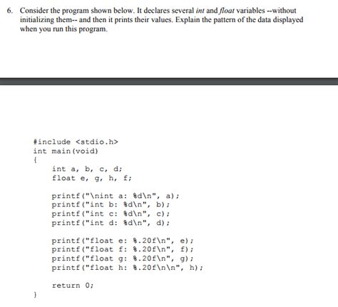 solved 6 consider the program shown below it declares