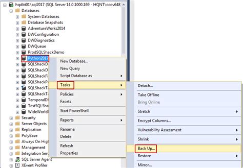 sql server database backup and restore operations using