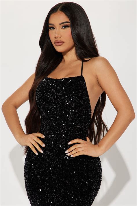 Prom Princess Sequin Midi Dress Black Fashion Nova