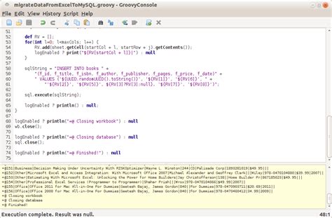 converting data from excel to mysql using groovy