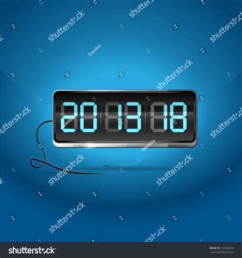 Vector Blue Glowing Digital Numbers Countdown Royalty Free Stock