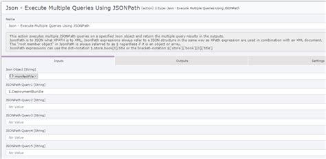 error using json execute multiple queries action release automation