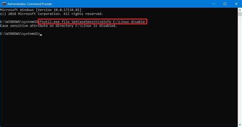 how to enable case sensitivity support on windows 10