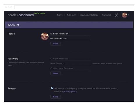 a tour of dashboard heroku