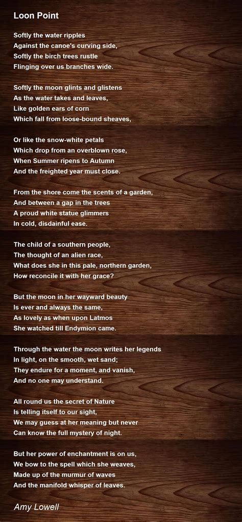 Loon Point Poem By Amy Lowell Poem Hunter