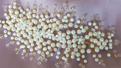 İncili Gelin Tacı Yapımı Diy Beaded Bridal Hairvine Youtube