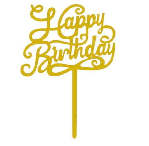 Cake Topper Happy Birthday Elegant Gold Gold Tm 9900 1