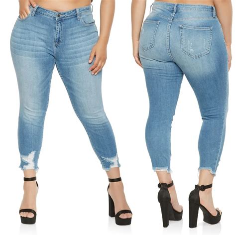 Lguc H Large Size Women Jeans Push Up Ripped Jeans Woman Big Size
