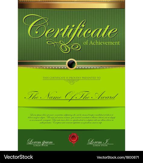 Green Certificate Template Royalty Free Vector Image