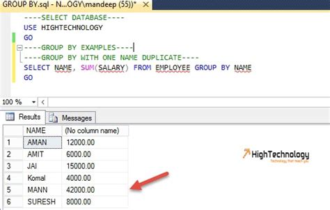 sql group by clause hightechnology
