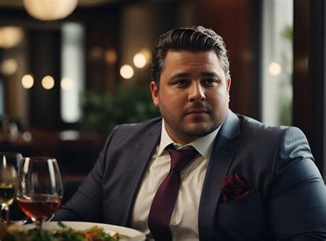 Premium Ai Image A Plussize Male Manager In A Suit Enjoying A