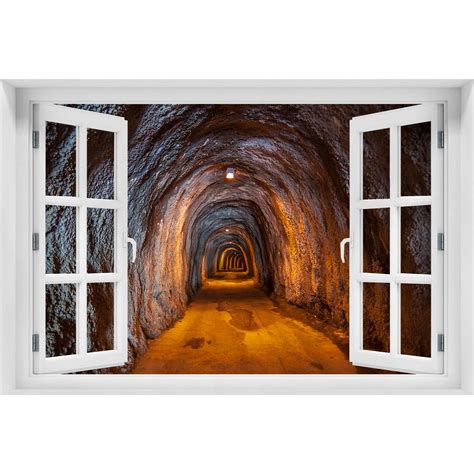 Fotoobraz Naklejka ścienna 3d Okno Podziemny Tunel 13019476343 Allegro Pl